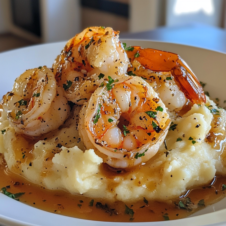 Amazing Garlic Shrimp Over Mashed Potatoes Delight